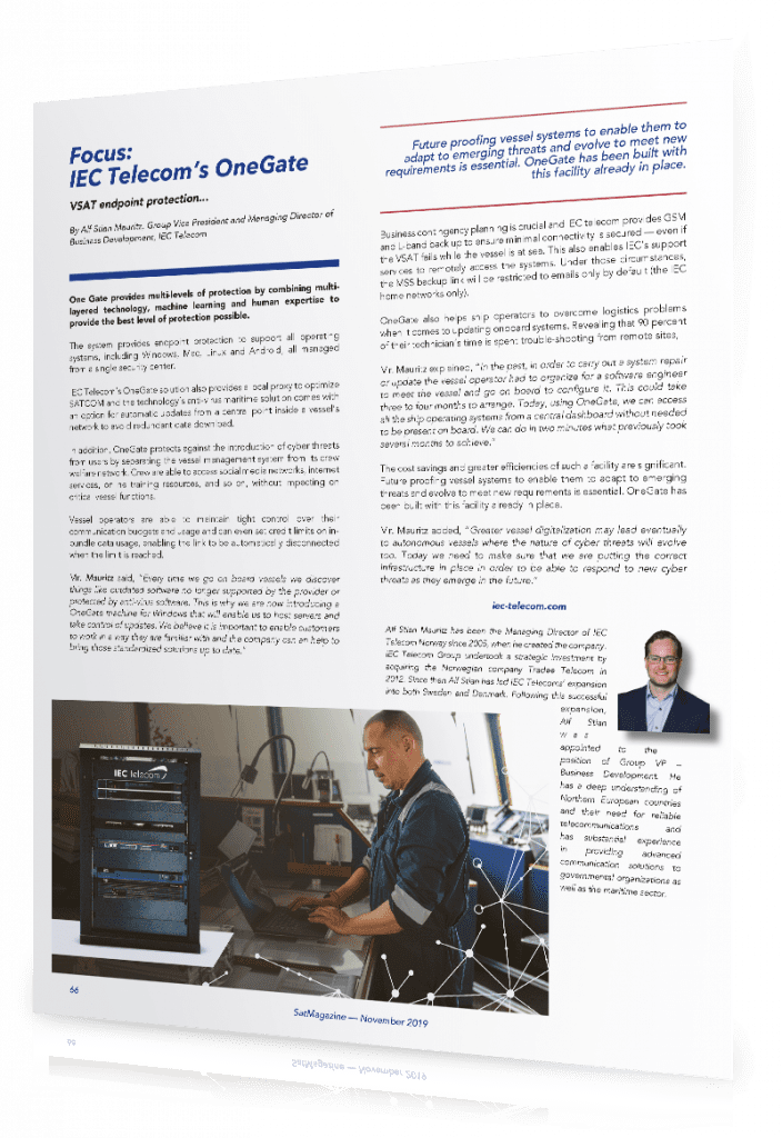 OneGate Marine enables secure vessel management systems | IEC Telecom