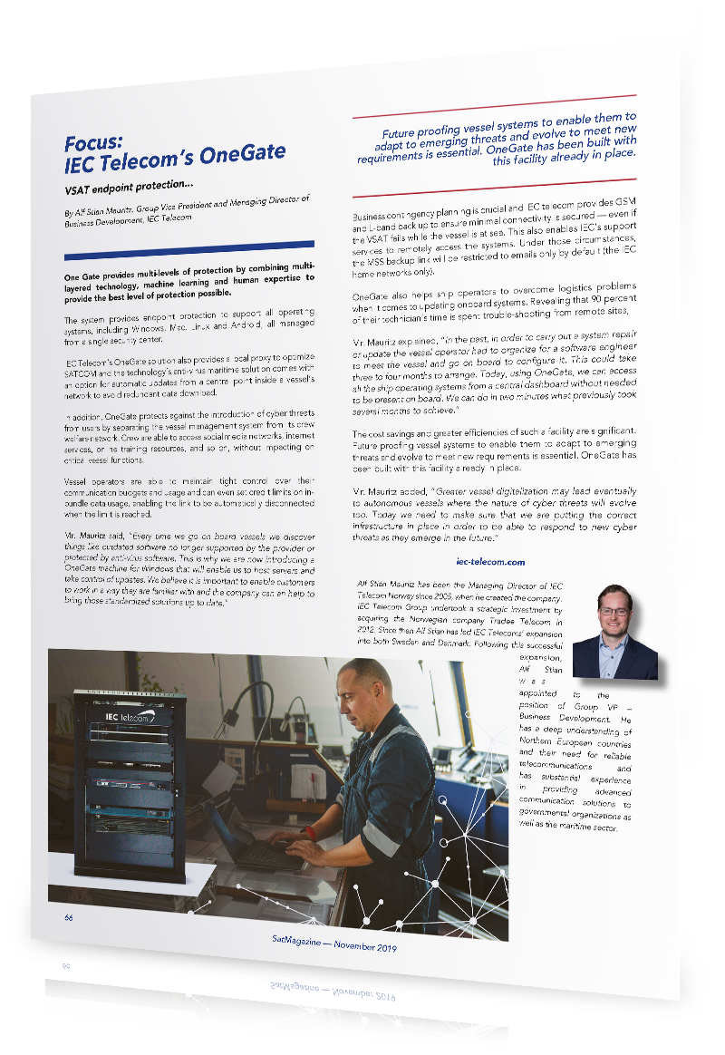 OneGate Marine enables secure vessel management systems | IEC Telecom